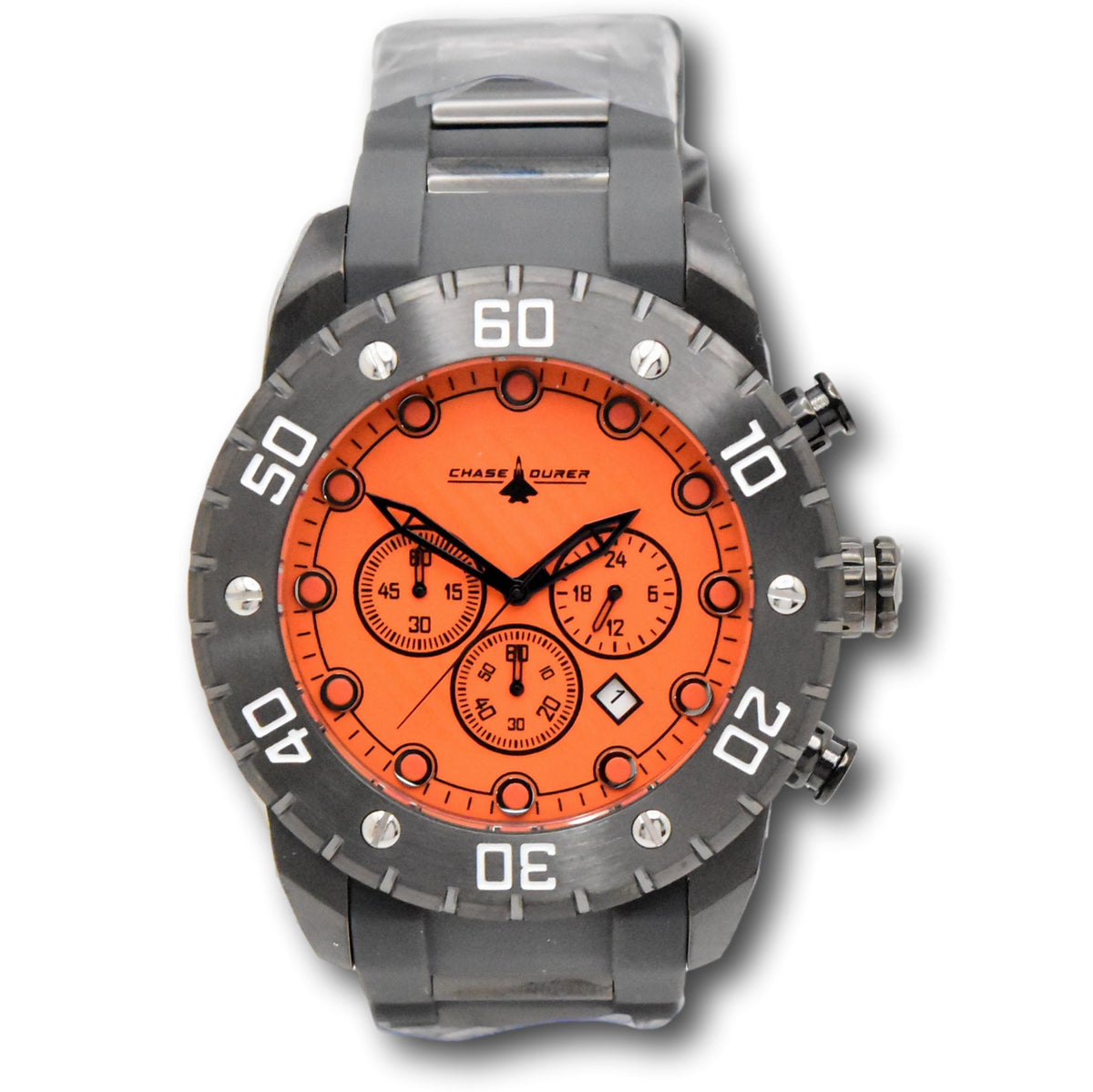 Chase Durer Men’s Orange Full Lume Dial 50mm Gray Chronograph Watch CD ...