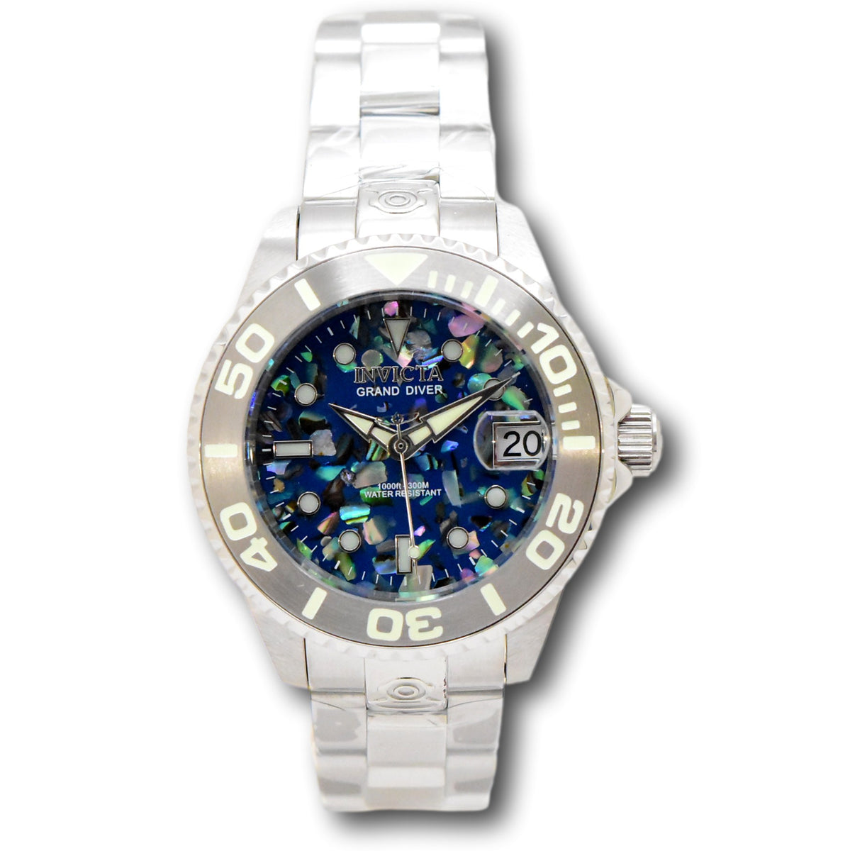 Invicta Pro Diver Automatic Women's 38mm Abalone Mosaic Dial Silver Wa ...