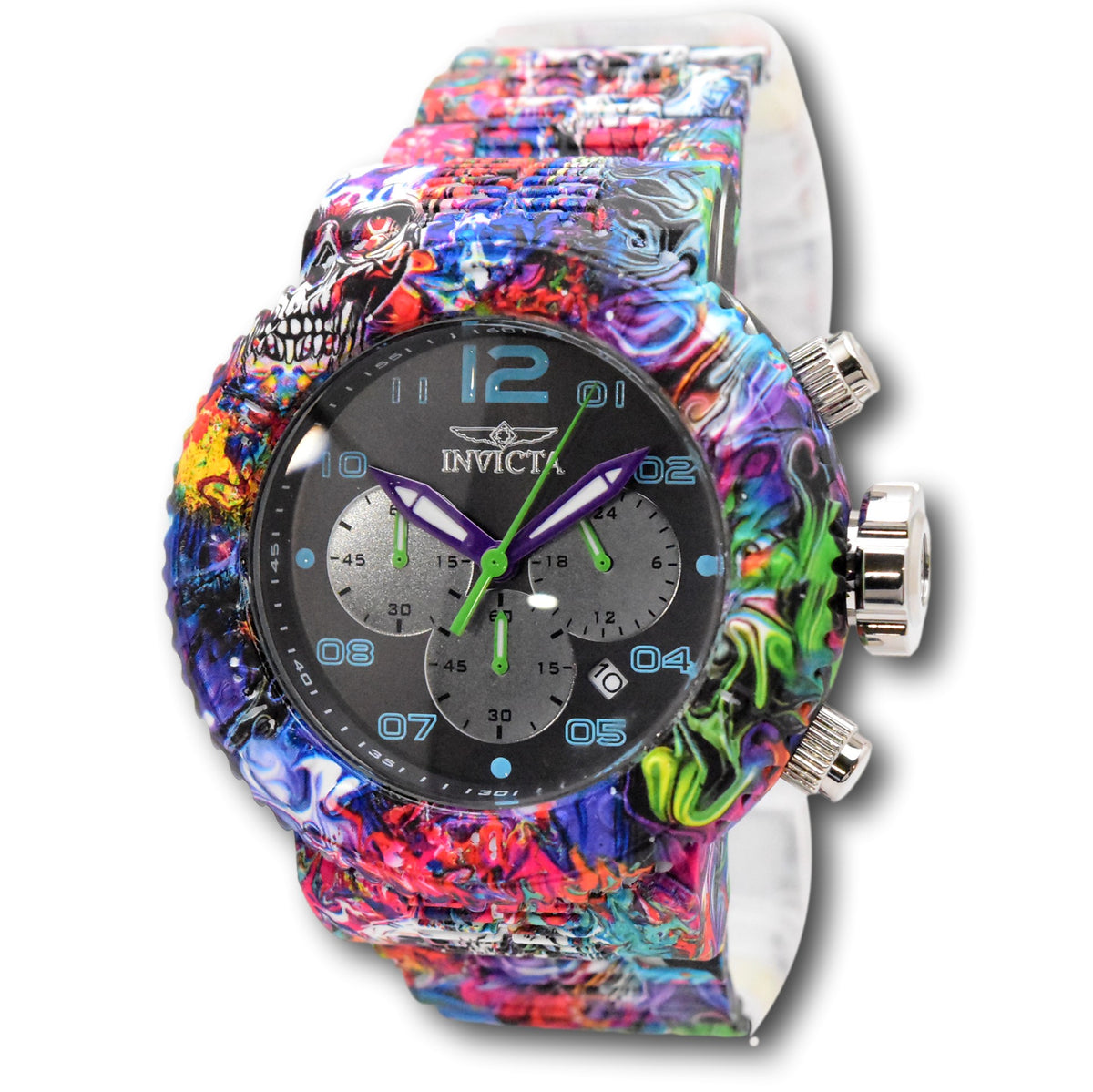 Invicta Pro Diver Hydroplated Men's 52mm Color Shift Skulls Chrono Wat ...