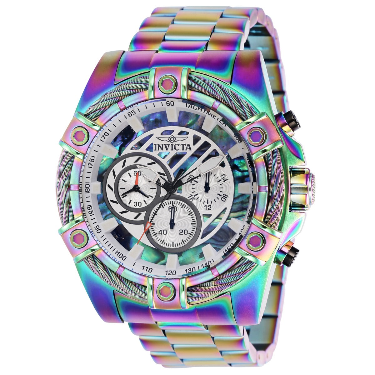 Invicta Bolt Men's 52mm Iridescent Rainbow Abalone Dial Chronograph Wa ...