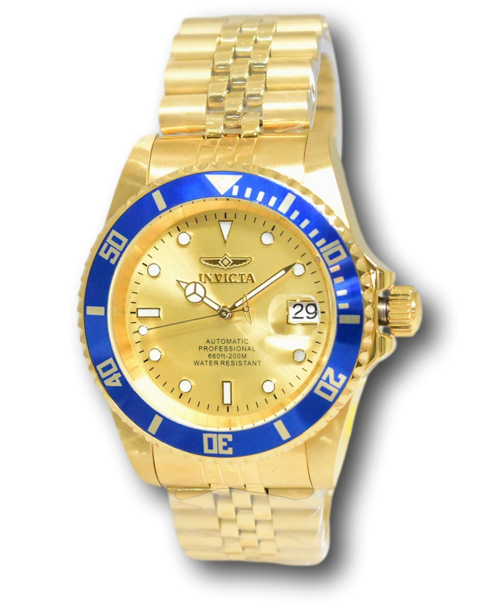 Invicta Pro Diver Automatic Men's 42mm Double Gold Blue Bezel Watch 29 ...