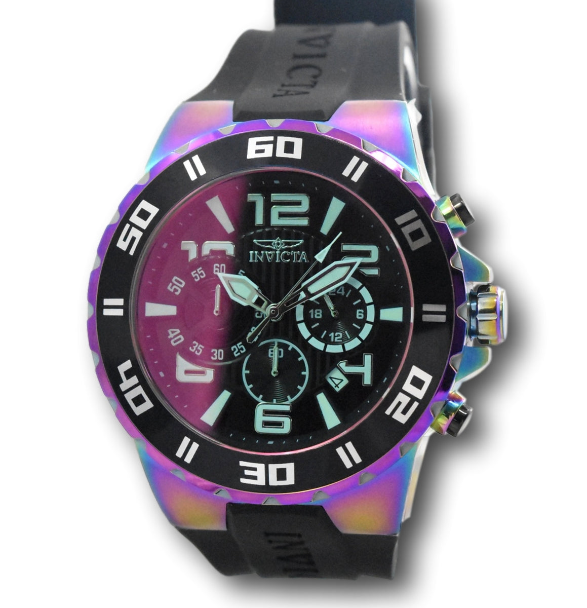 Invicta Pro Diver Men's 48mm Tinted Crystal Rainbow Chronograph Watch ...